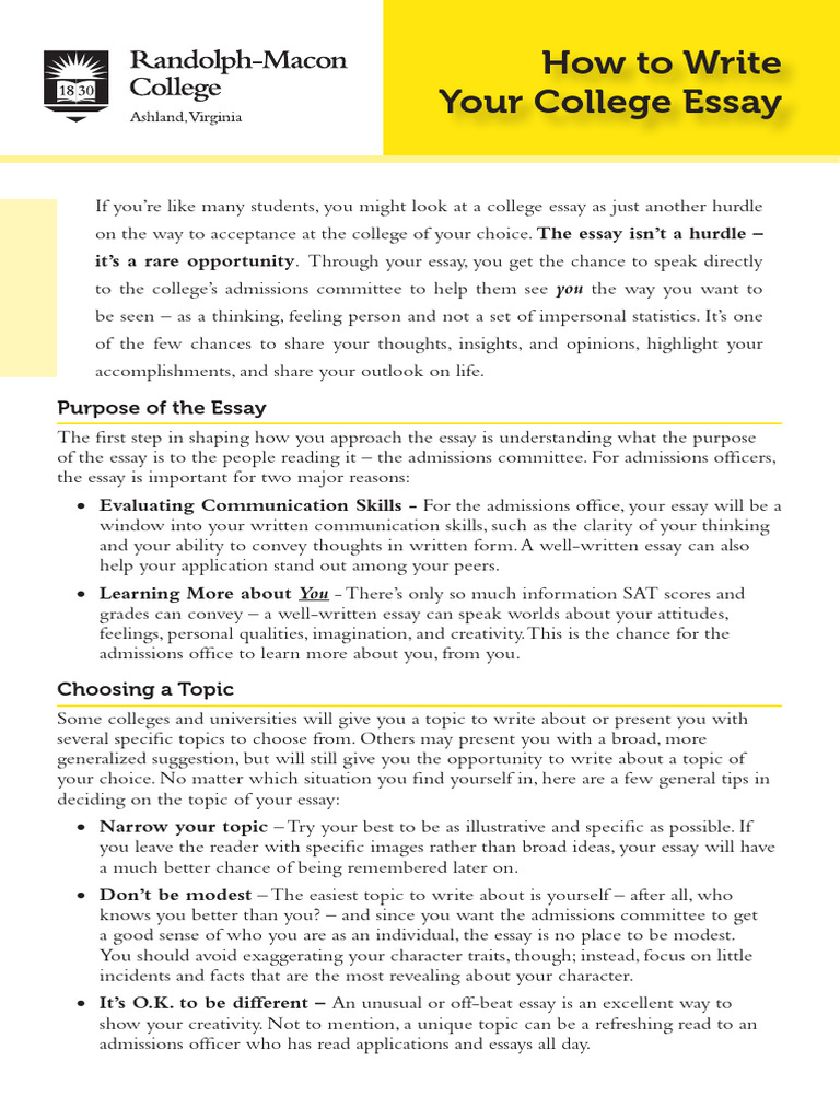 Sample Student College Essay | PDF