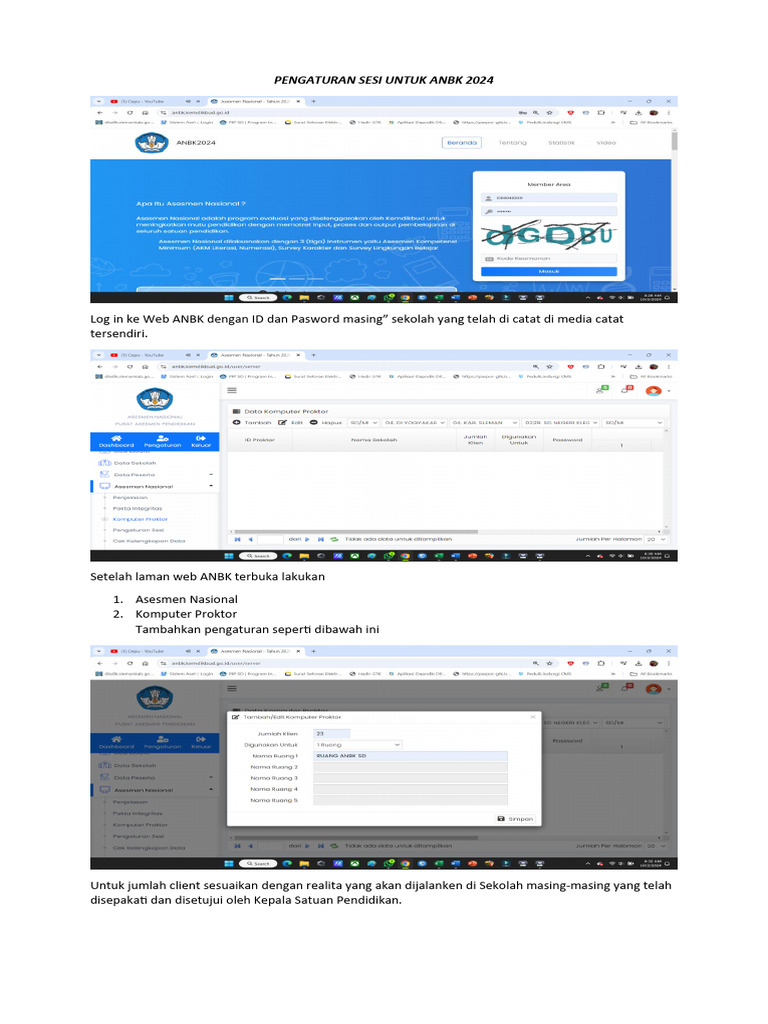 PENGATURAN SESI UNTUK ANBK 2024 | PDF