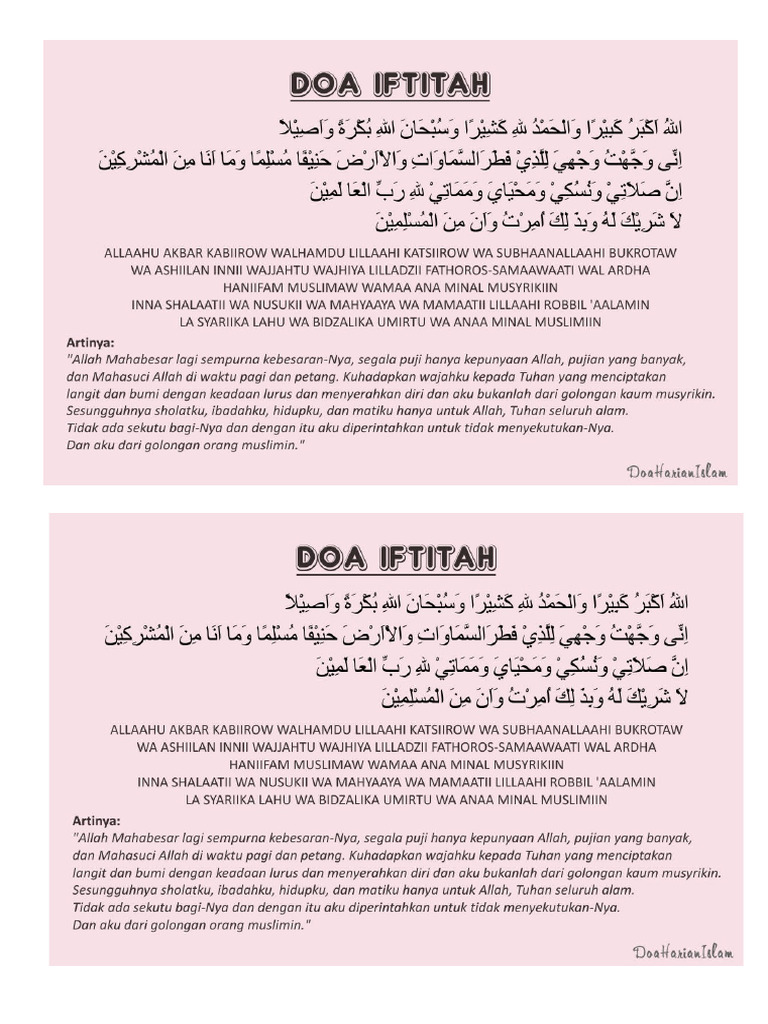 Doa Iftitah & Duduk Antara 2 Sujud Rumi | PDF
