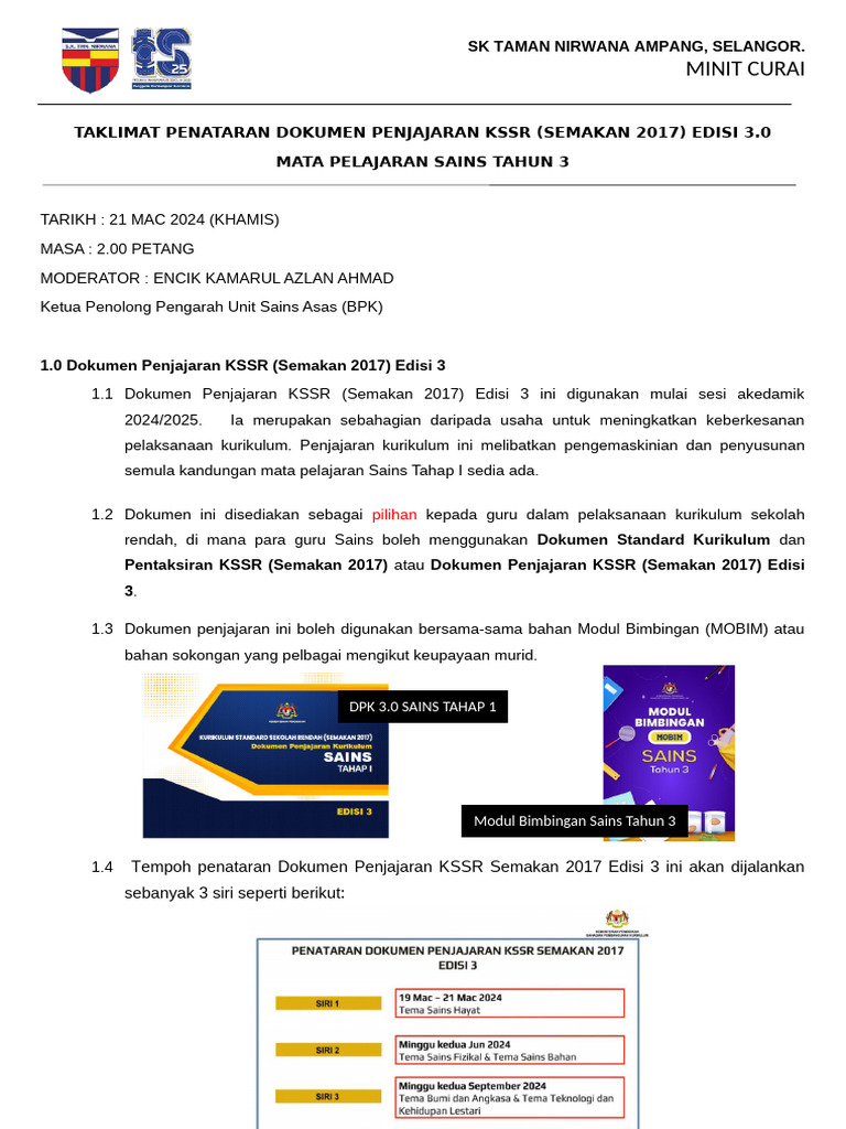Minit Curai DPK 3.0 TAHUN 3 | PDF