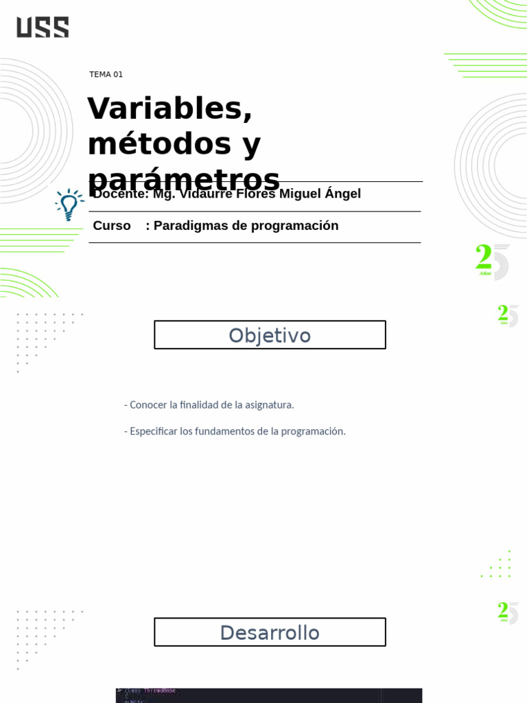 ParPro - Sem01 VariablesMetodosParametros | PDF