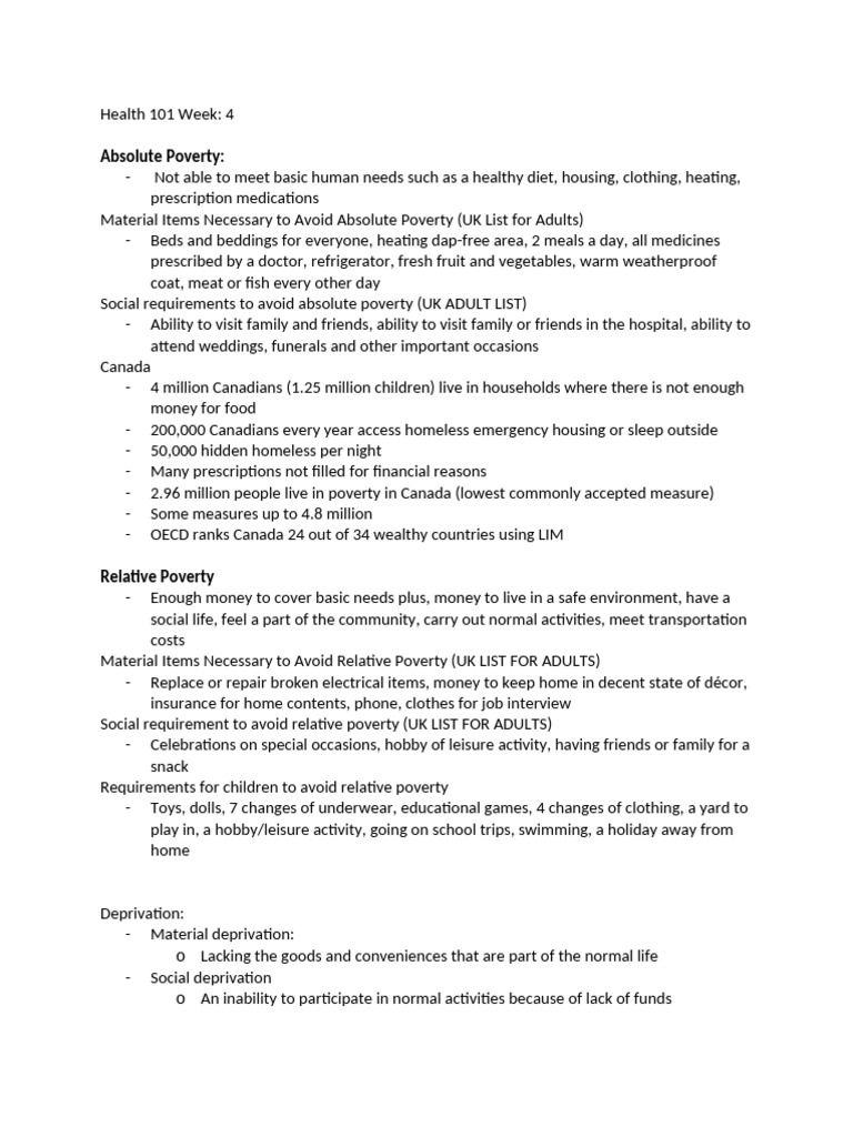 Health 101 Week 4 Notes | PDF