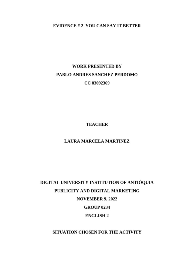 Evidence 2 You Can Say It Better | PDF