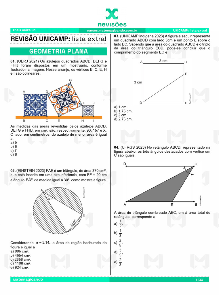 Unicamp - Lista Extra! | PDF