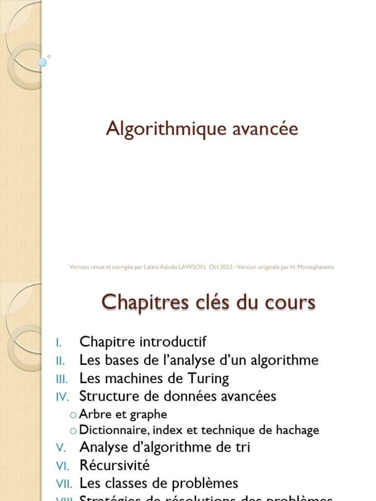 Algorithmique Avancée - Cours | PDF