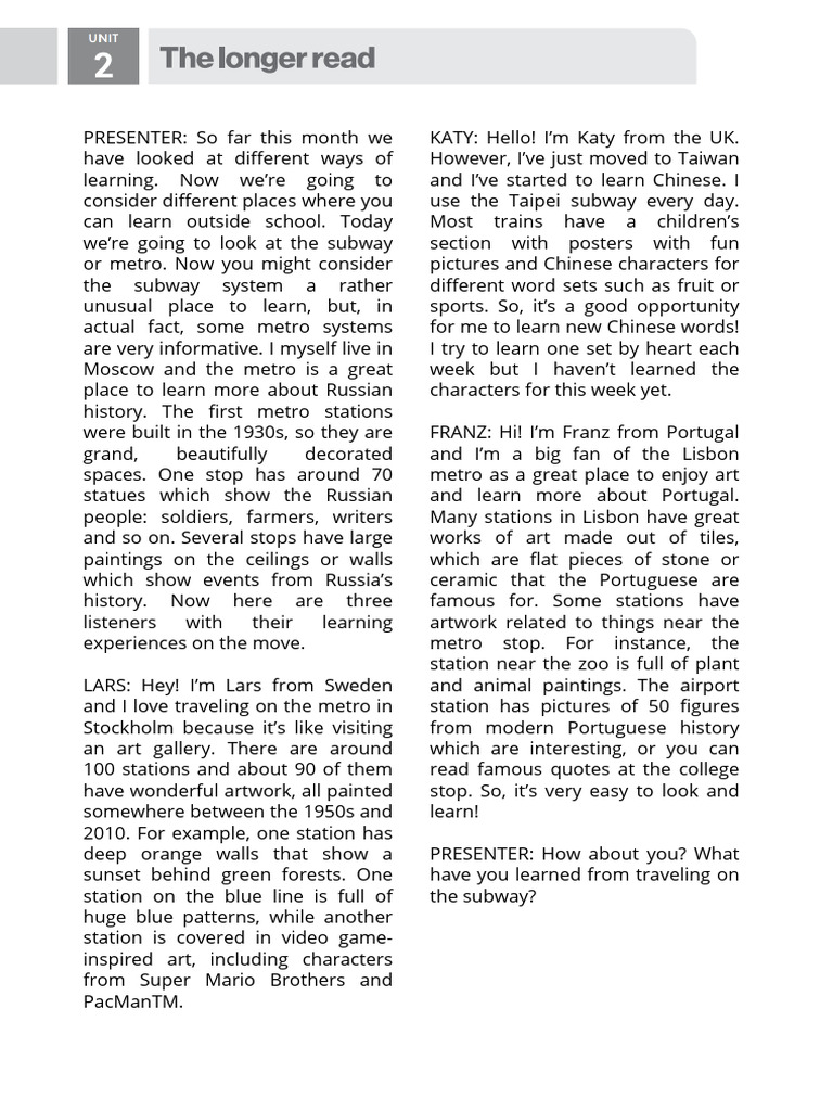 3° Reading & Writing - Unit 2 - Editado | PDF