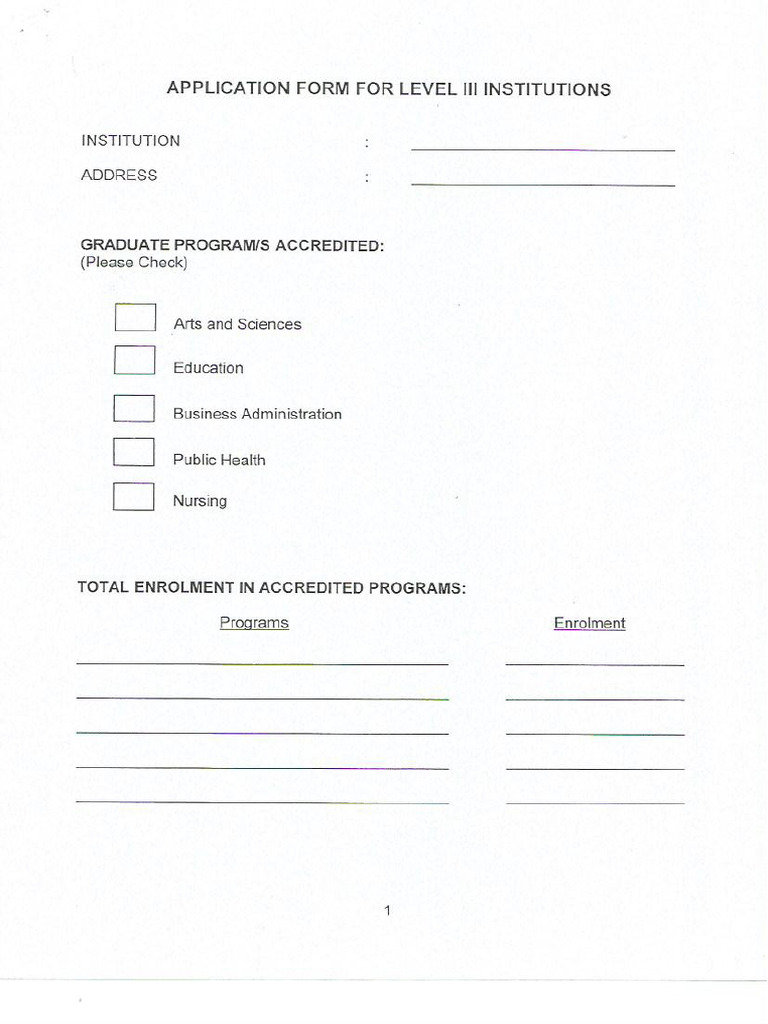 003 - Application Form For LEVEL III Institutions GED | PDF