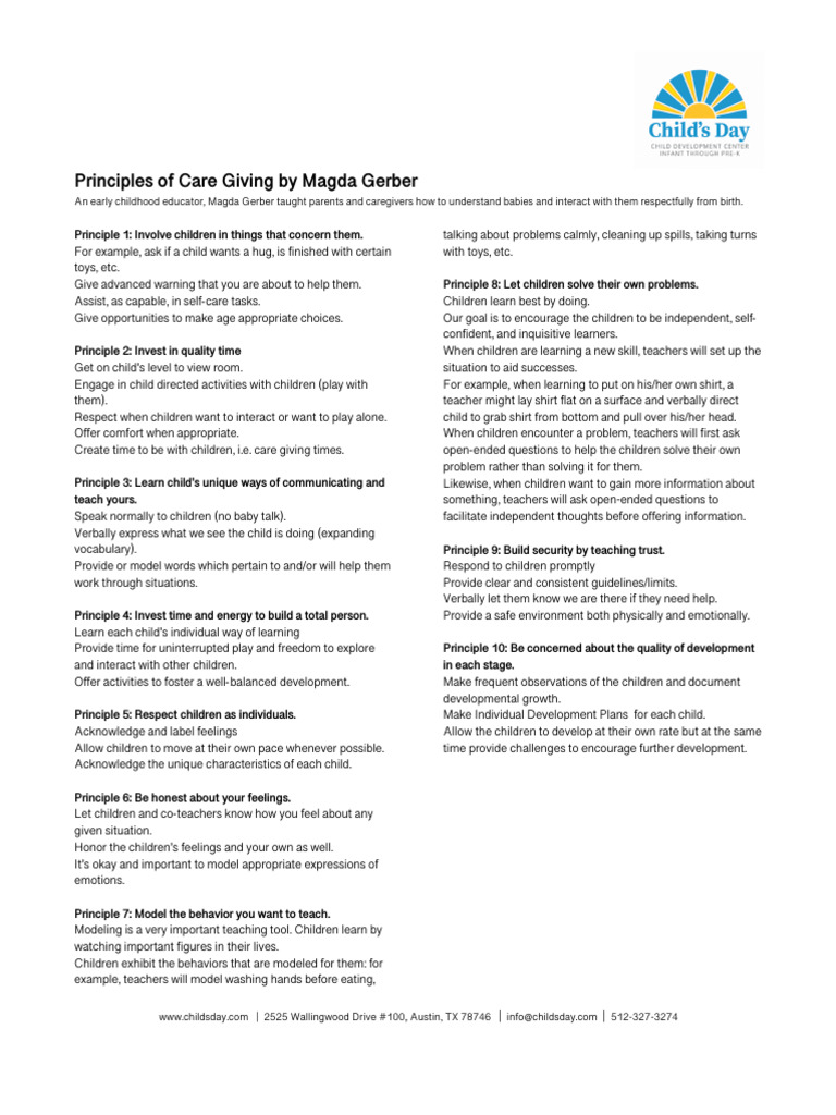 Principles of Caregiving by Magda Gerber | PDF