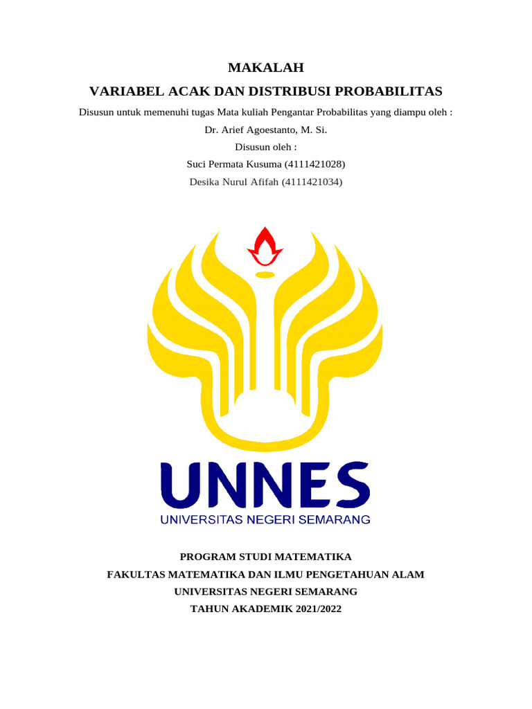 Makalah Variabel Acak Dan Distribusi Peluang Kelompok 8 | PDF
