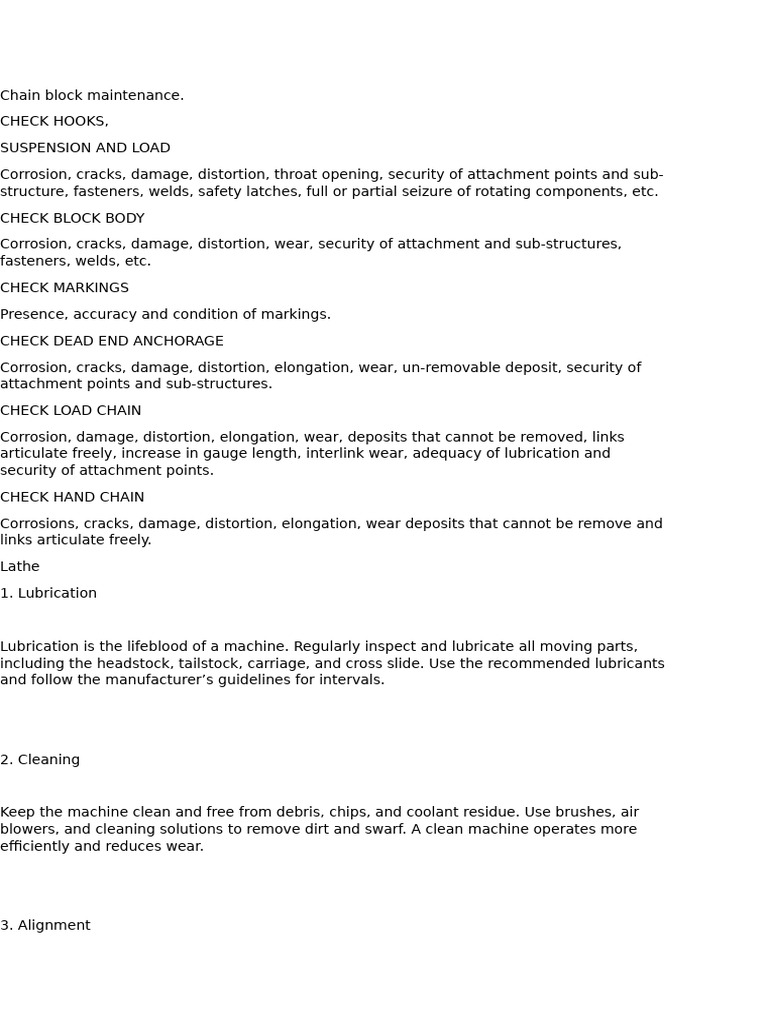 Chain Block Maintenance | PDF