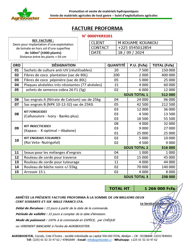 Facture Proforma - Tomate - 500M | PDF