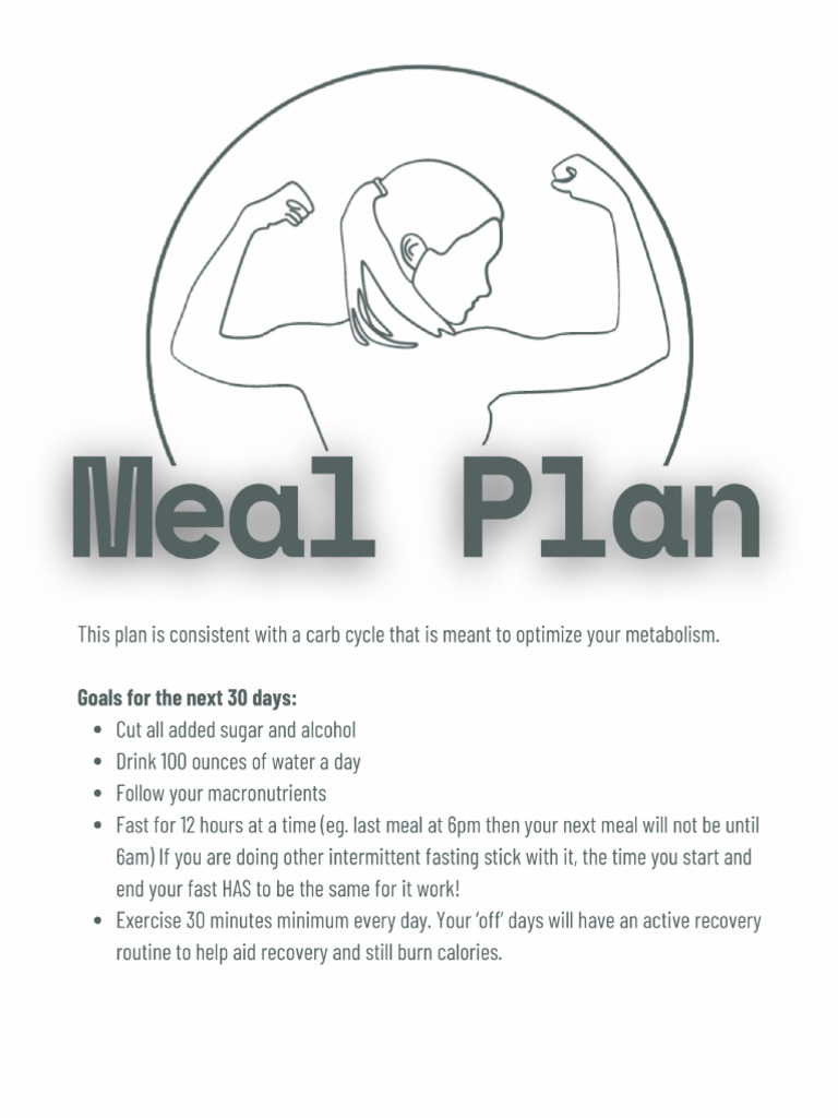 Simple Meal Plan - Carb Cycle | PDF