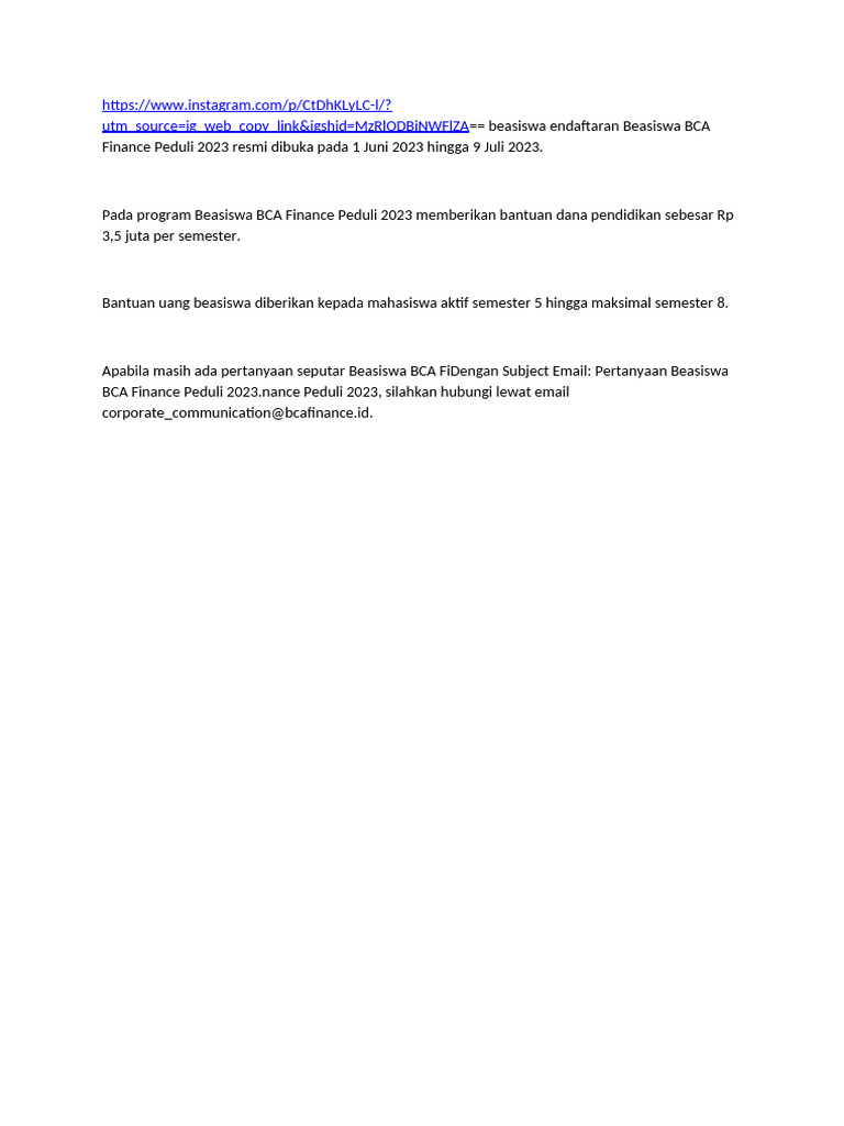 Beasiswa Bca | PDF