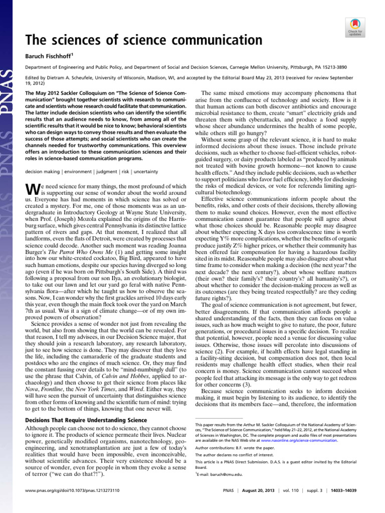 Fischhoff, 2013 - The-Sciences-Of-Science-Communication | PDF