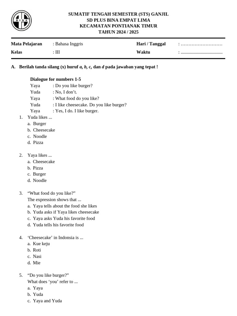 STS Bahasa Inggris Kelas III | PDF