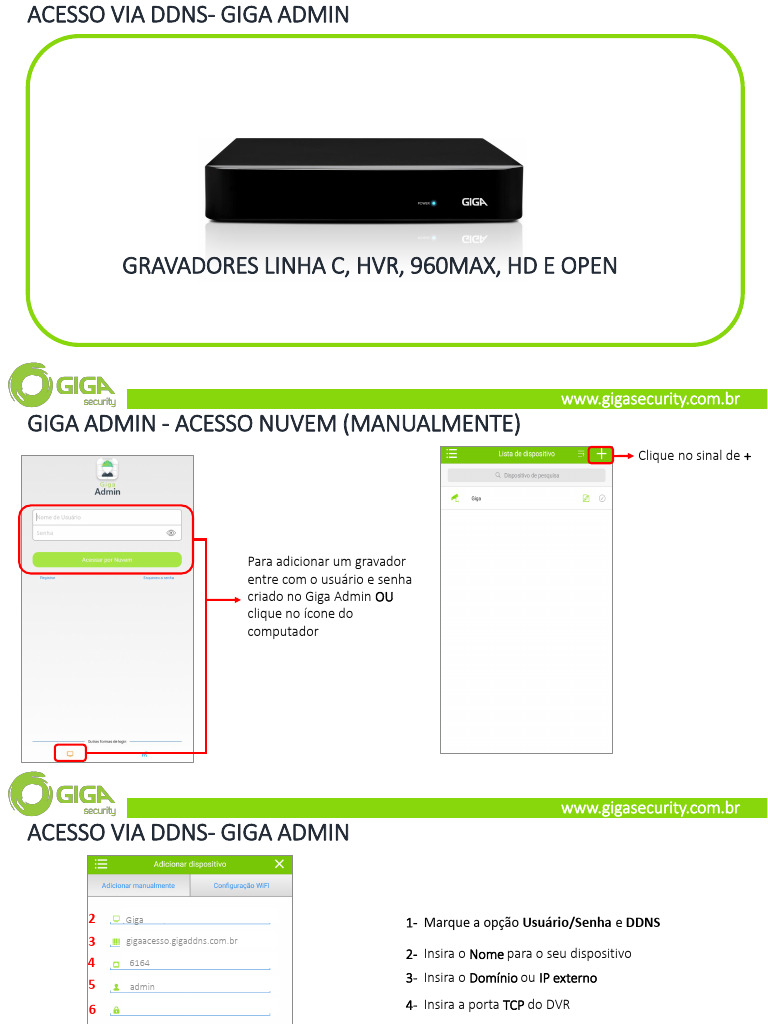 Giga Admin Acesso Via DDNS | PDF
