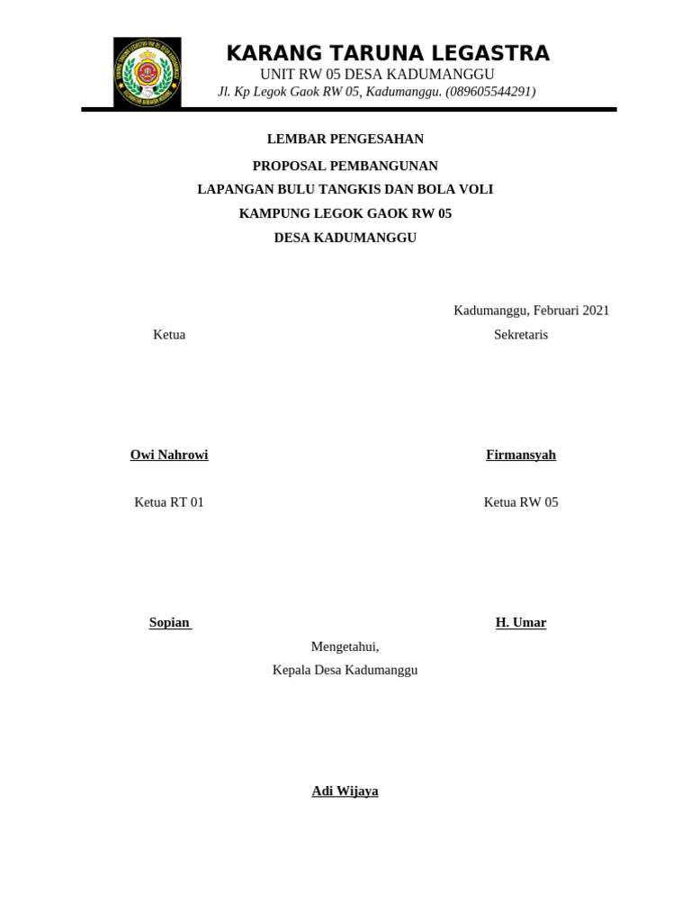 Proposal Lapangan | PDF