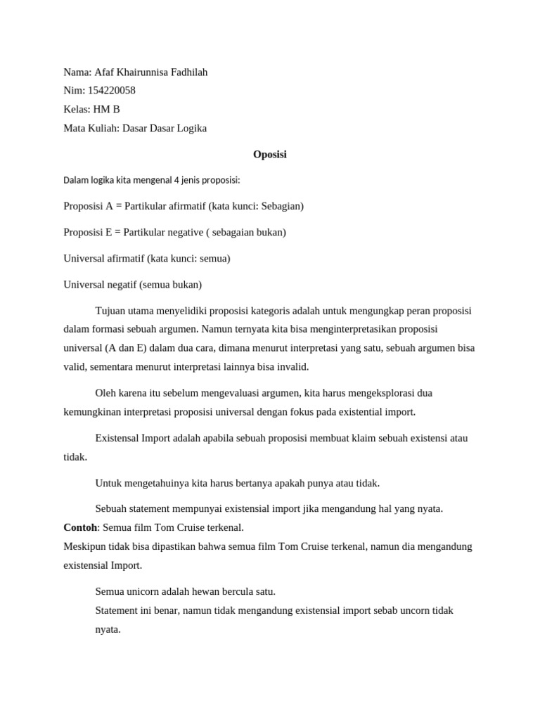 Resume Oposisi - Afaf Khairunnisa F - 154220058 | PDF