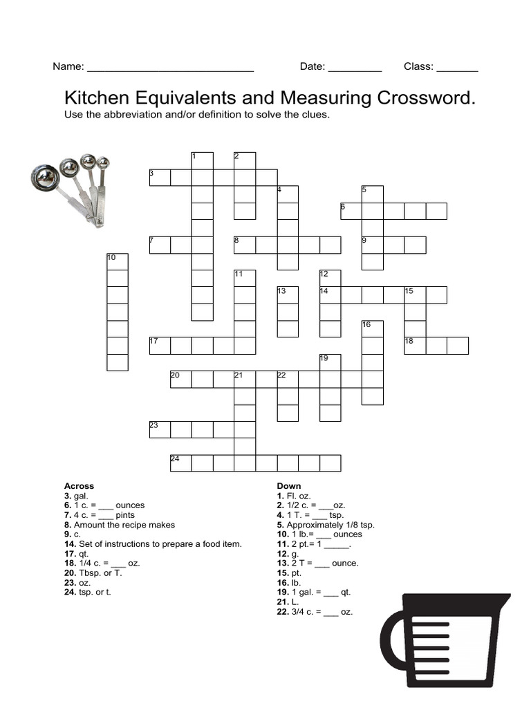 Kitchen Measurement Worksheet | PDF