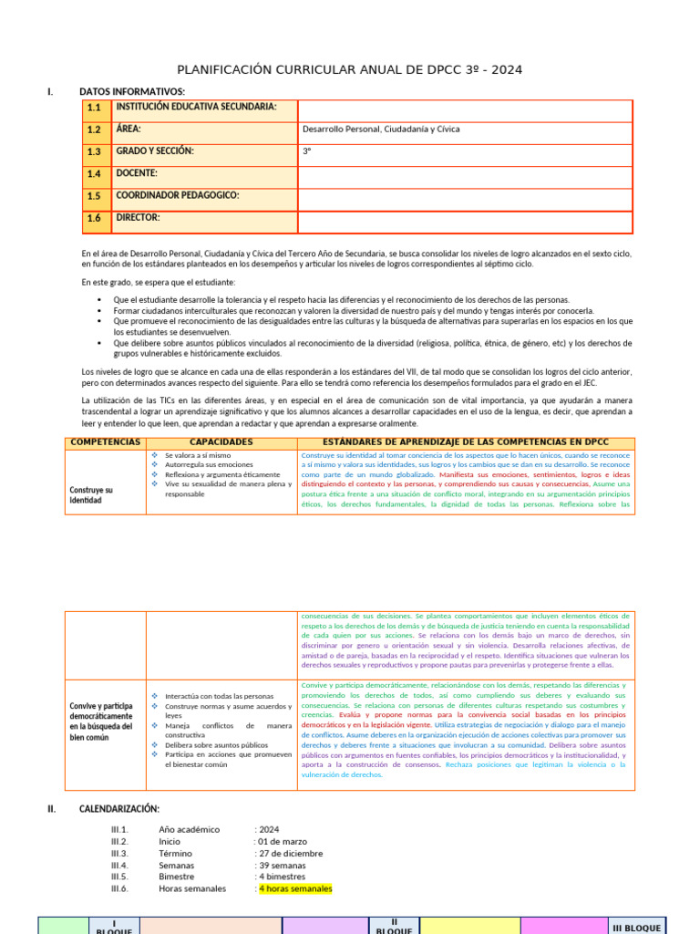 3° Sec. Plan Anual DPCC 2024 | PDF