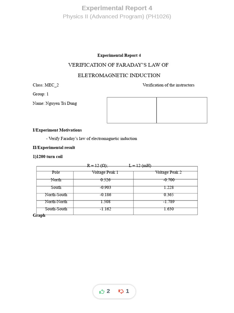 Experimental Report 4 - Compress | PDF | Electromagnetic Induction ...