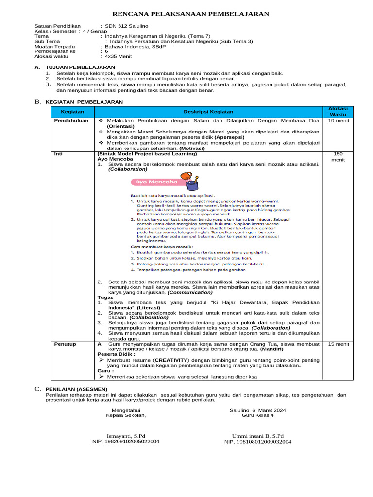 RPP Kelas 4 Tema 7 | PDF