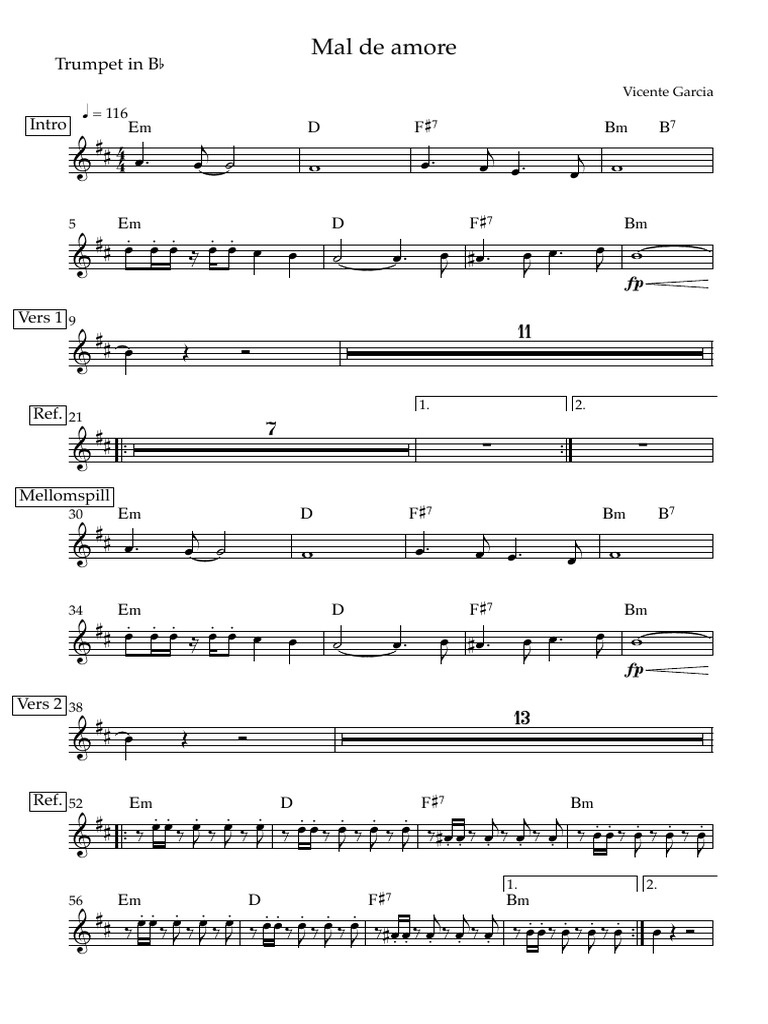 Mal de Amore - Trumpet in BB | PDF