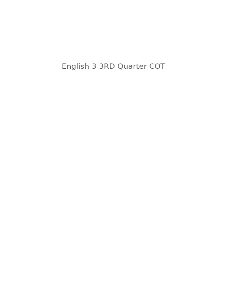 English 3 3rd Quarter Cot | PDF