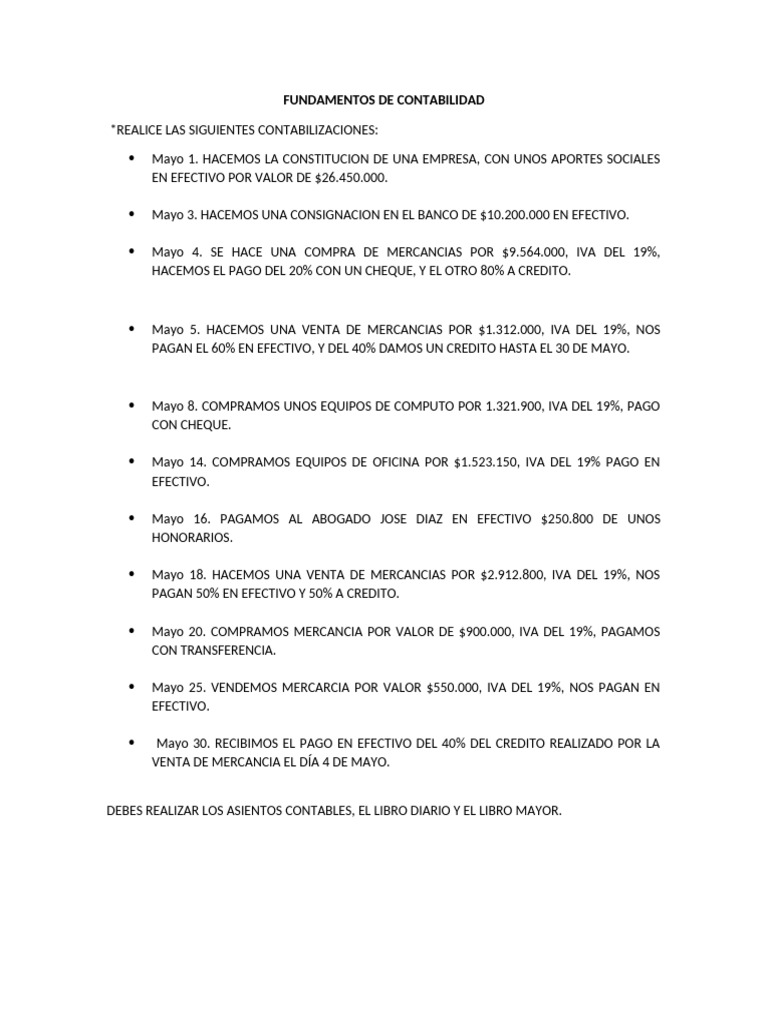 Ejercicio - Fundamentos de Contabilidad Segundo Corte | PDF