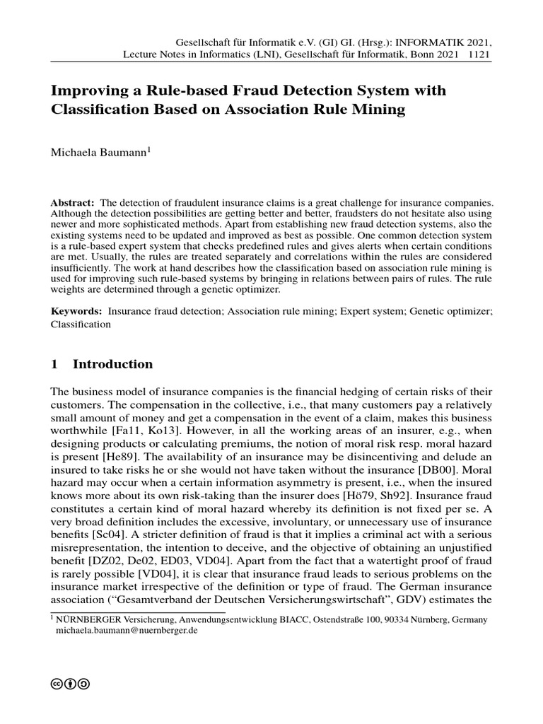 Improving A Rule-Based Fraud Detection System With - Baumann | PDF