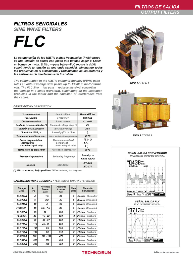 TECHNO SUN FLC Filtros Snoidales Ficha ES | PDF