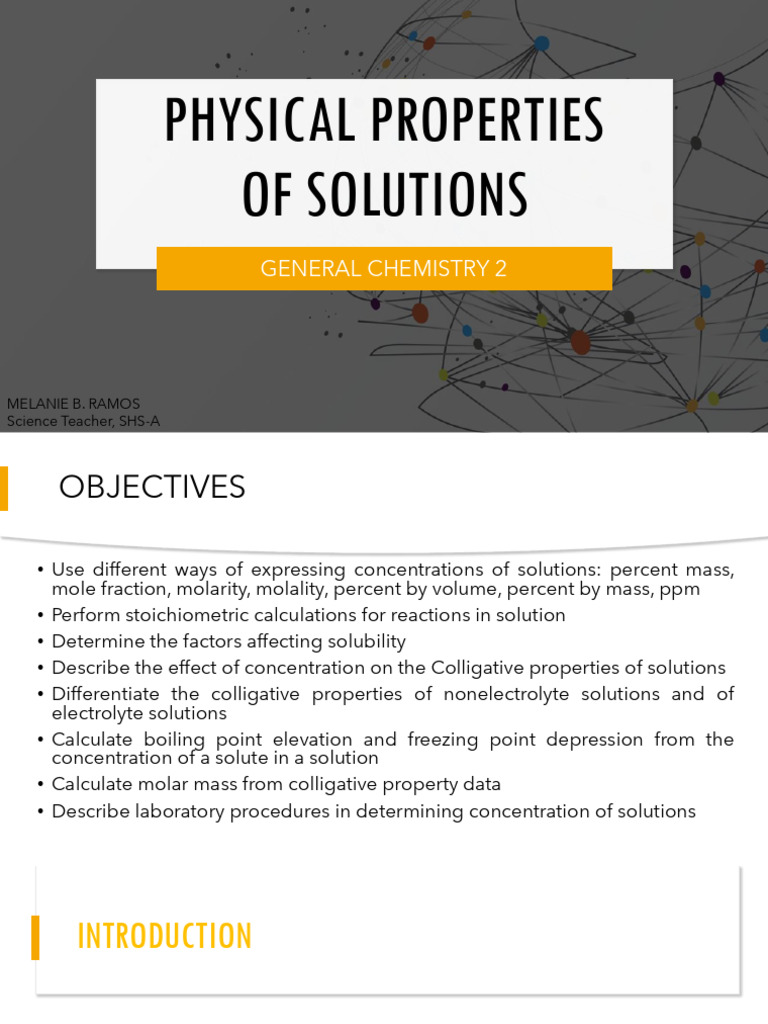 Lesson 2 Physical Properties of Solutions Part 1 | PDF | Concentration ...
