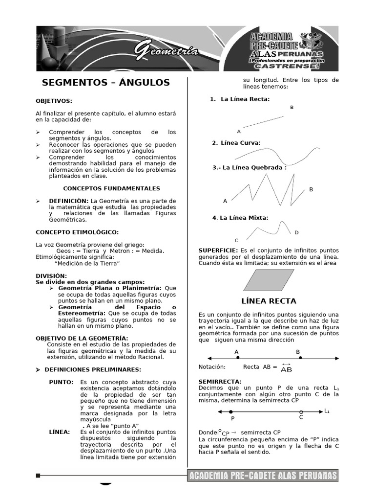 Segmentos - Ángulos: Línea Recta | PDF