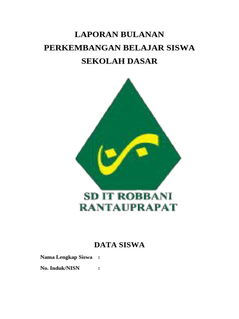 Format Rapor Bulanan k13 | PDF