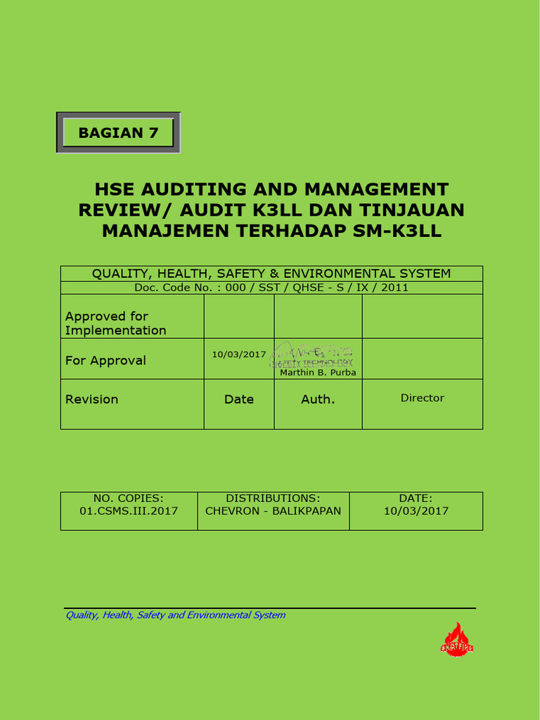 HSE Auditing and Management Review Audit K3LL Dan Tinjauan Manajemen ...