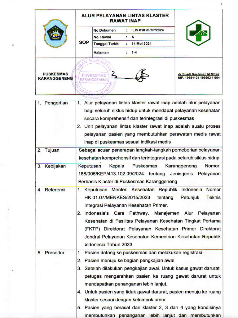 Sop Alur Pelayanan Klaster 5 | PDF