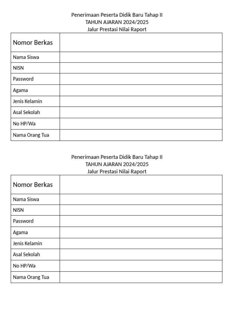 Form Berkas PPDB 2024 | PDF