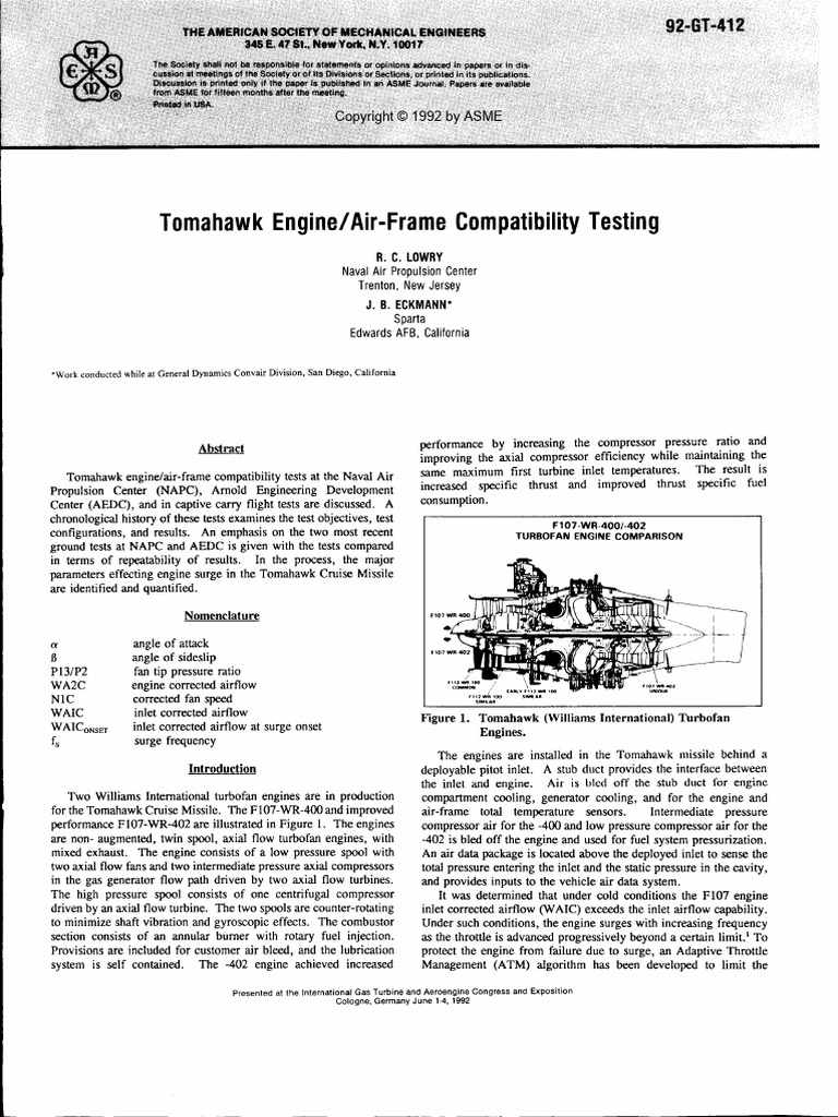 Tomahawk Engine-V002T02A033-92-GT-412 | PDF