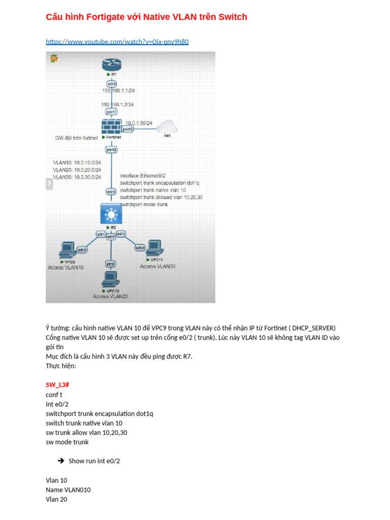 Config Native VLAN With Fortinet | PDF