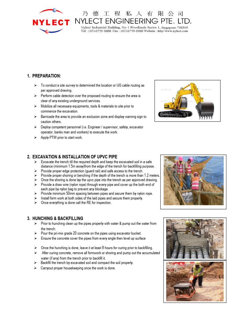 MOS For Excavation and Installation of Underground Pipe | PDF