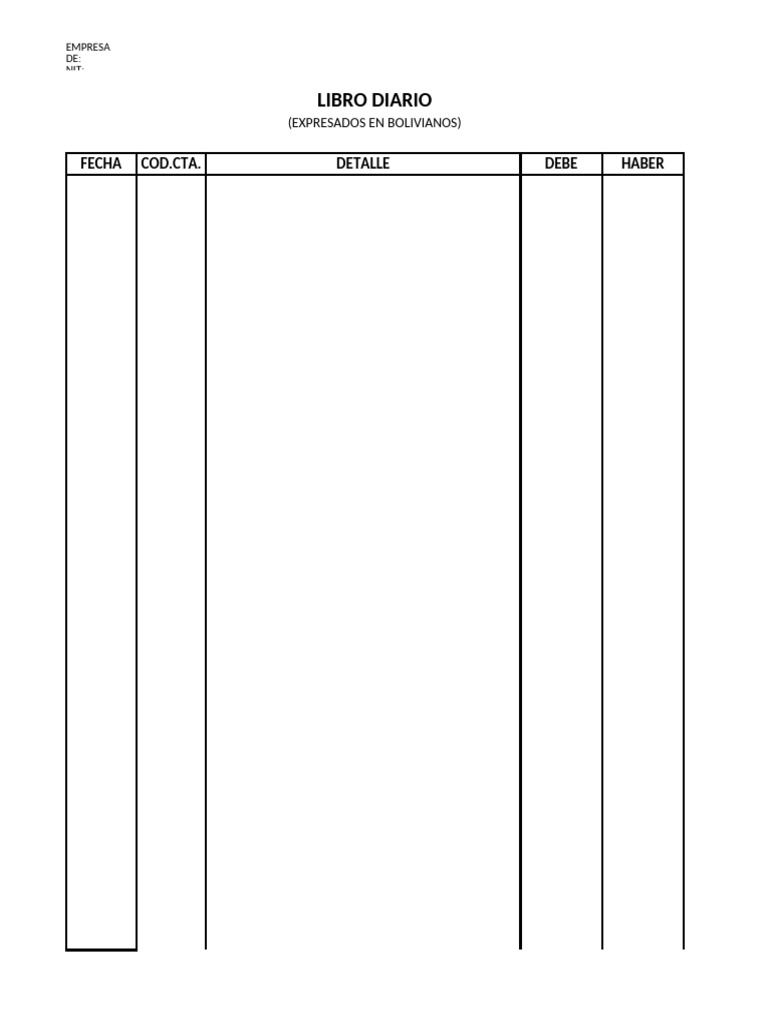Formato Del Libro Diario Rubrn | PDF