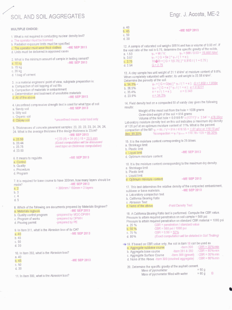 SOIL AND SOIL AGGREGATES EXAM SOLUTIONS | PDF