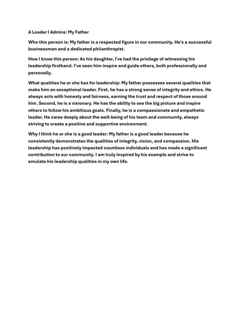 A Leader I Admire | PDF