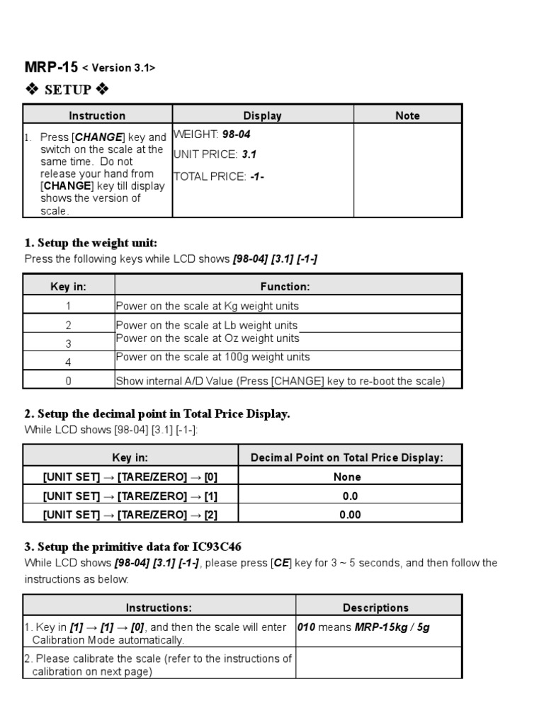 Scale Setup & Calibration Guide | PDF | Computer Engineering | Computing