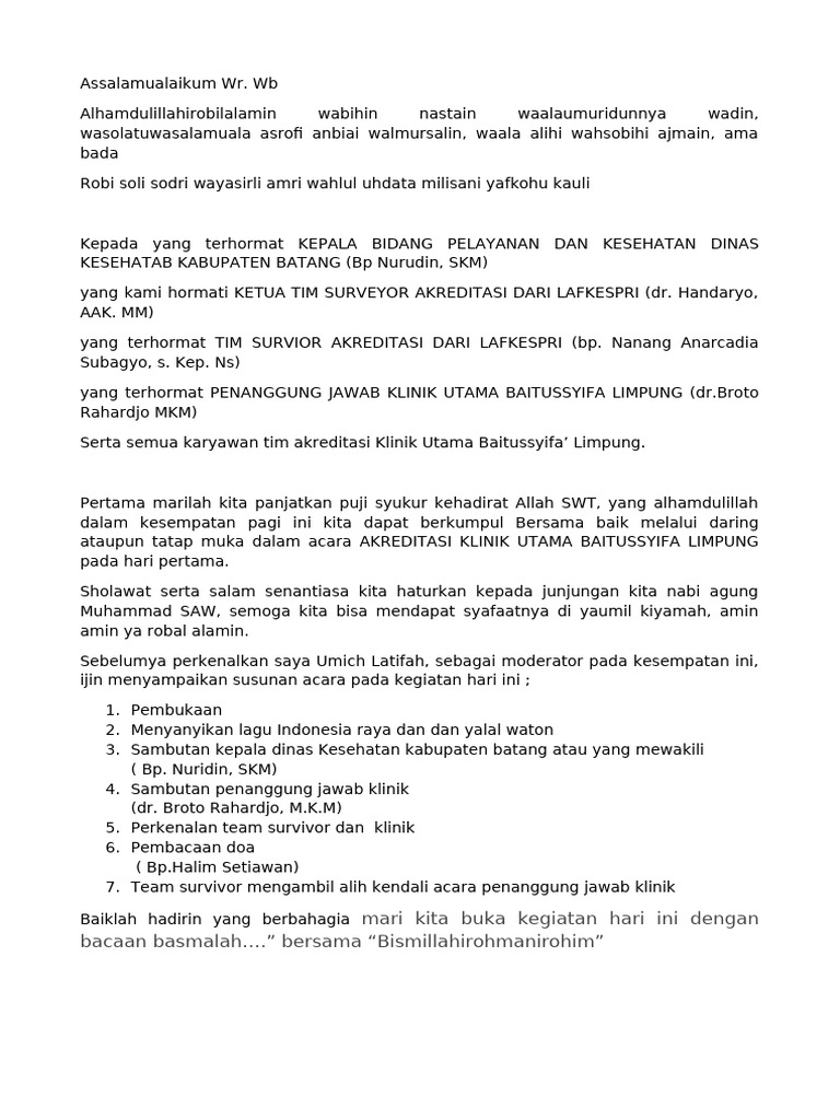 susunan acara akred[1] | PDF