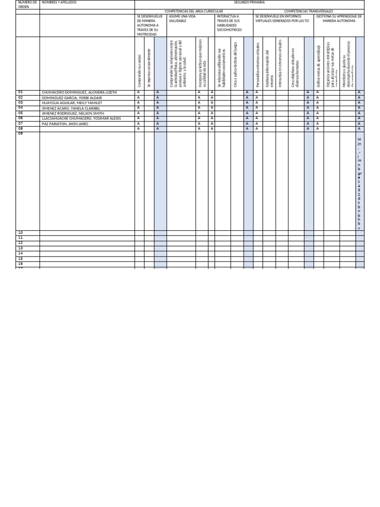 Registro Auxiliar 3ro | PDF