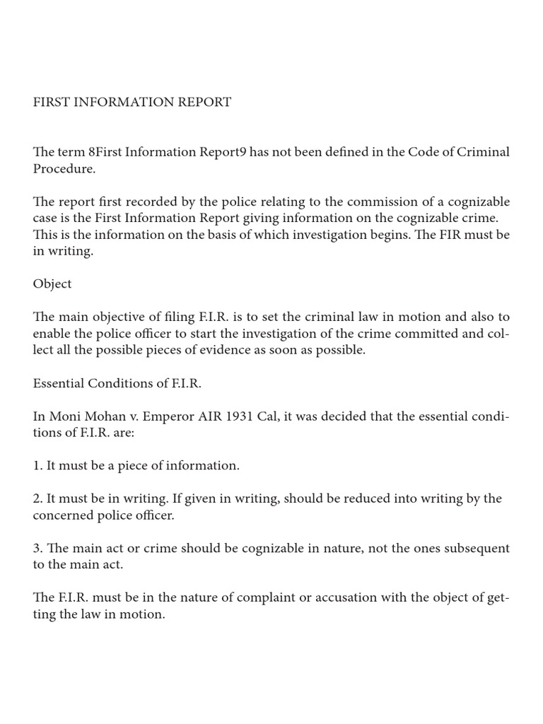 FIRST INFORMATION REPORT | PDF