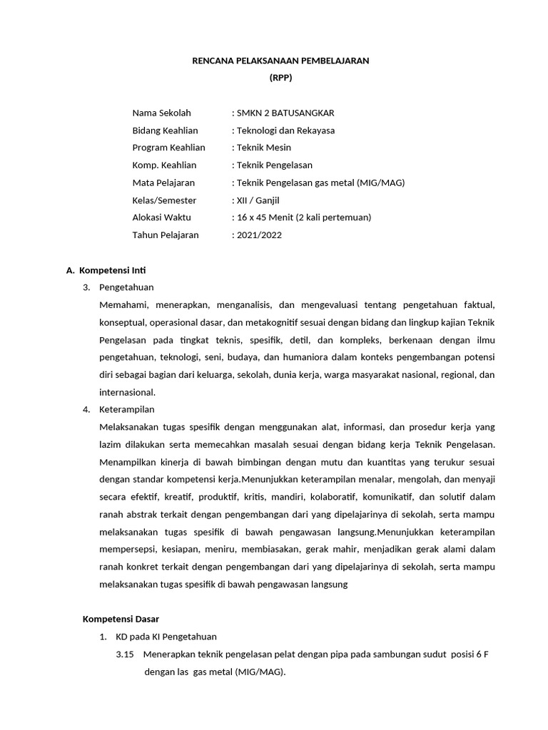 RPP Gmaw KD 3.16 | PDF