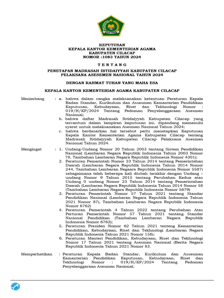 SK Mi Pelaksana Anbk 2024 | PDF