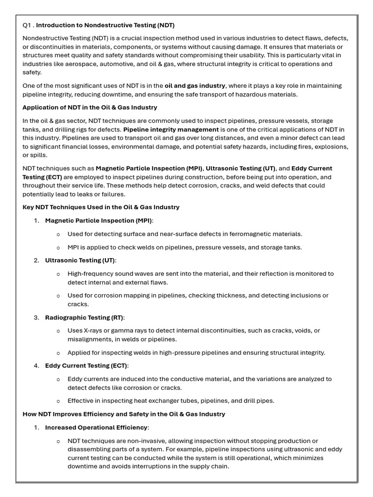NDT Assignment Answer | PDF